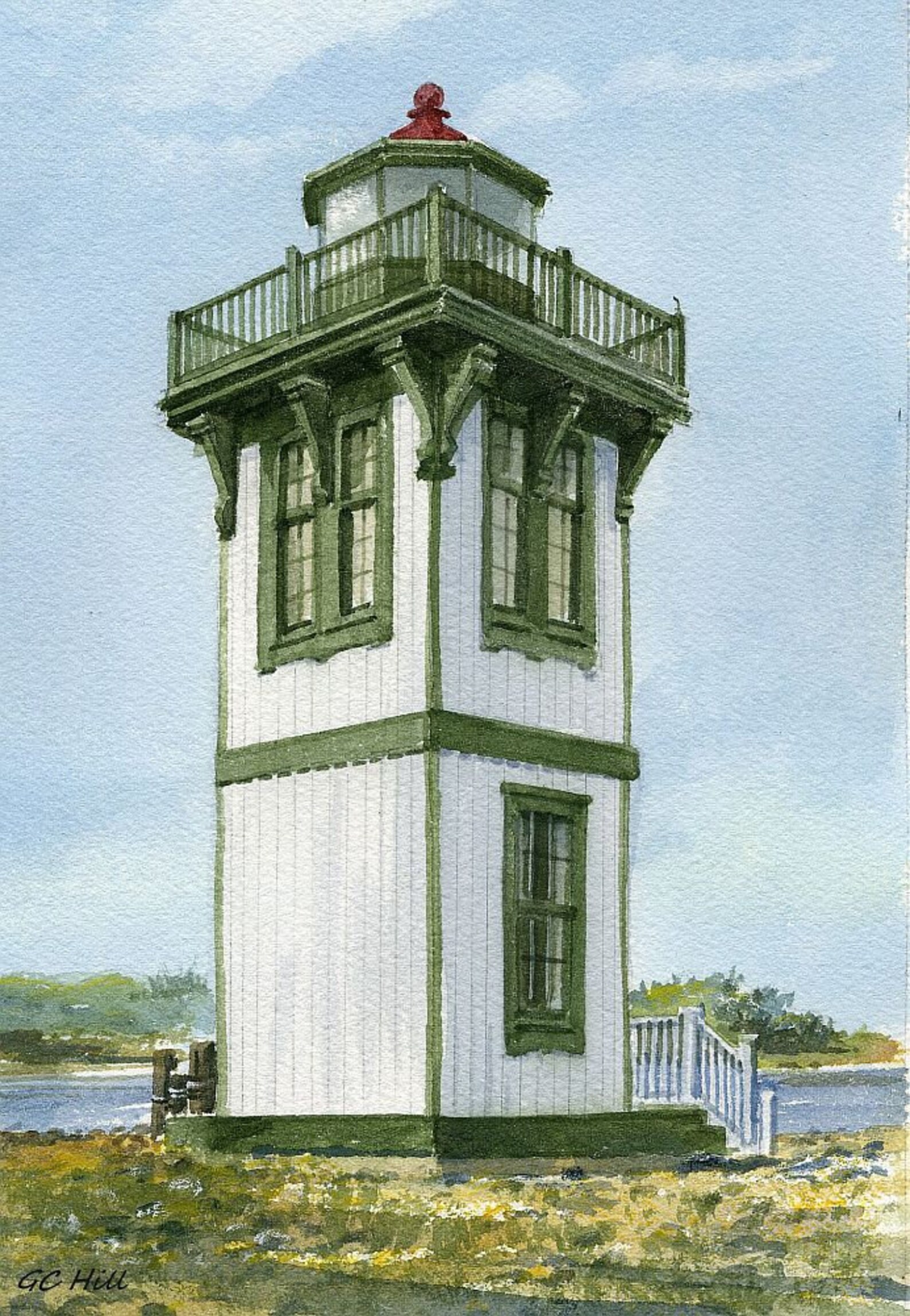Table Bluff Lighthouse, Woodley Island Marina, Eureka, CA. Square White ...