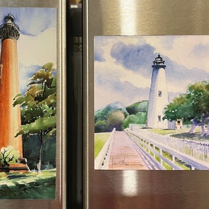 Ocracoke Island Lighthouse Fridge Magnet 3.5x5". North Carolina Outer ...