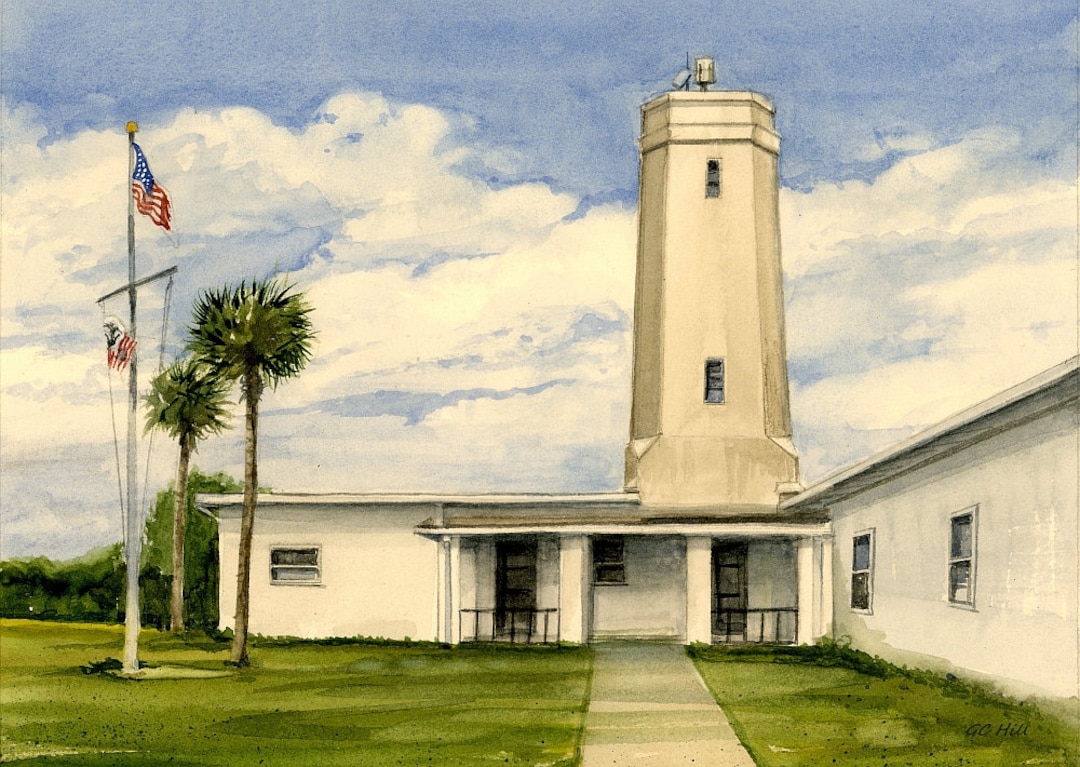 St. Johns Lighthouse Landscape, Naval Air Station Mayport, Florida. Art ...