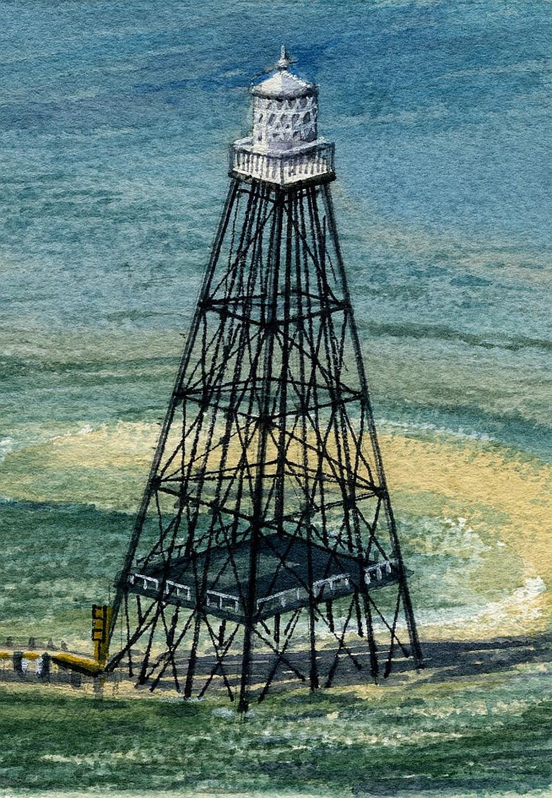 Sand Key Lighthouse Florida. Portrait of Skeleton Reef Tower - Etsy