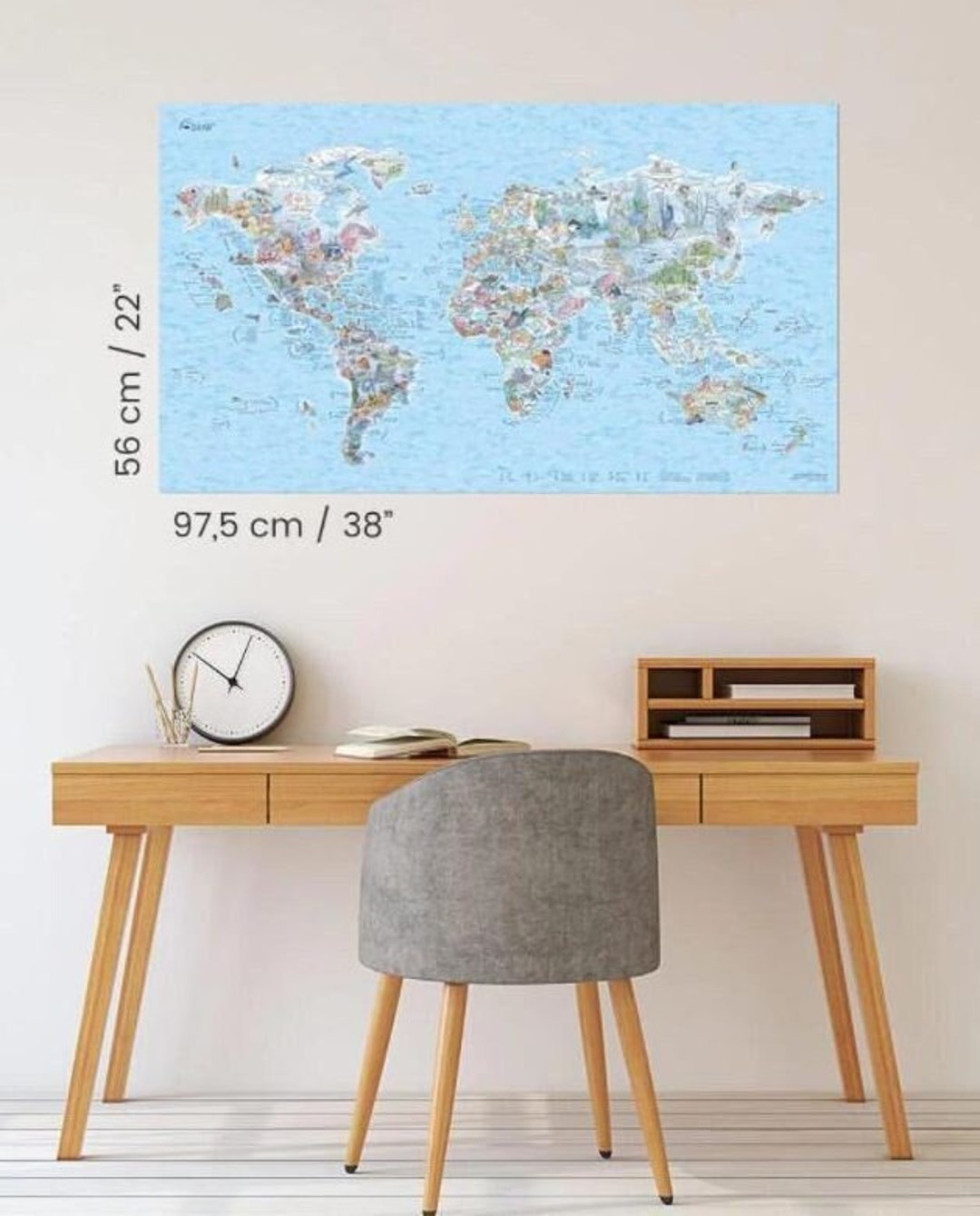 World Dive Wall Map Hand-drawn Poster 22x38 Landscape. - Etsy