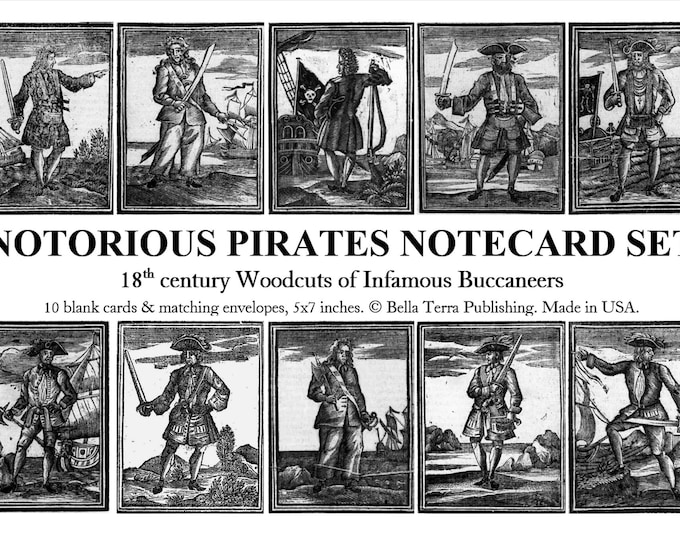 Notorious Pirates Notecard Collection. Portraits of Ten 18th Century ...