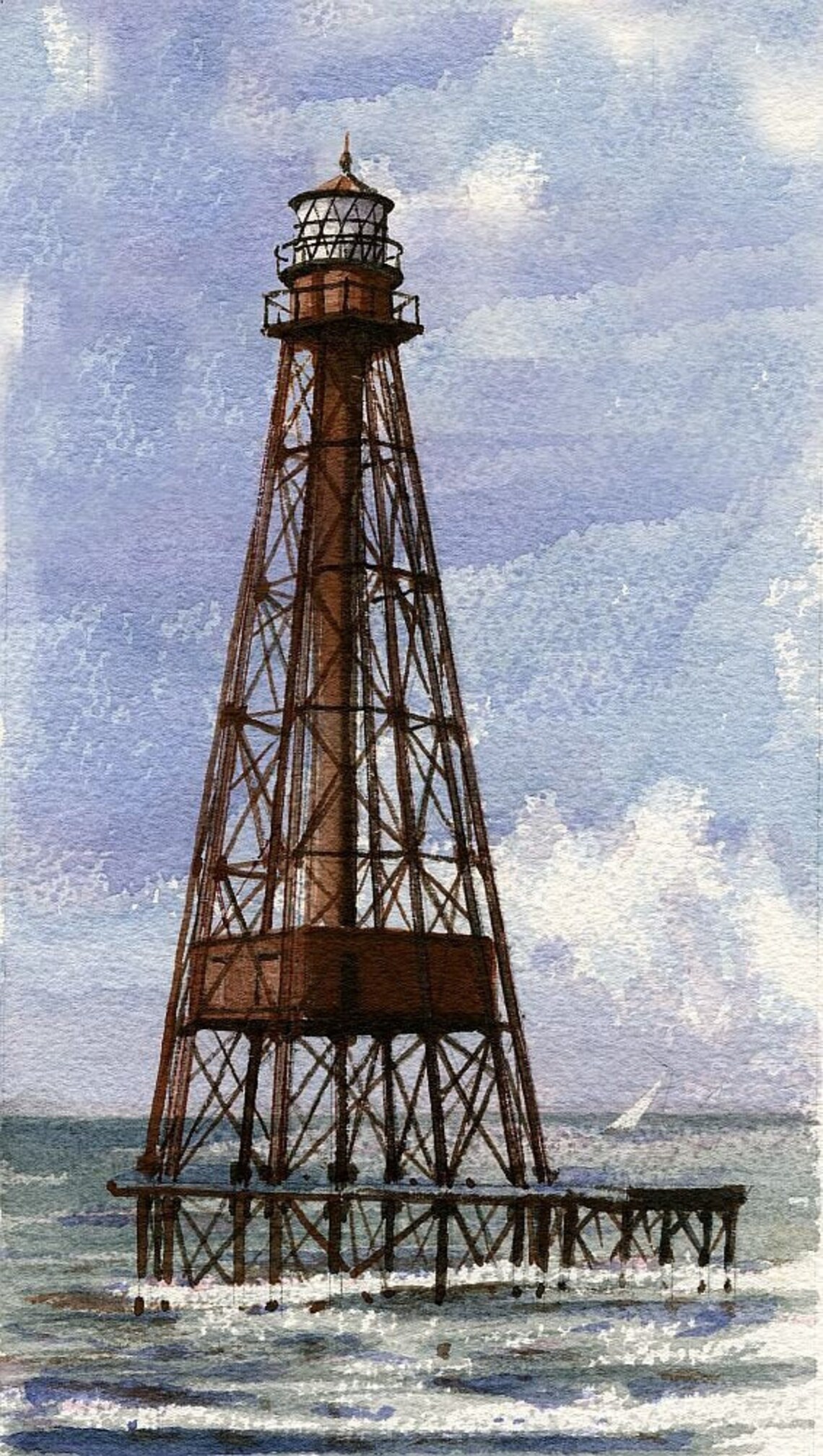 Sombrero Key Lighthouse. Reef Tower off Vaca Key in Marathon - Etsy