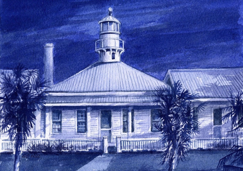 Cedar Keys Lighthouse, Florida. Night on Seahorse Key. Gerald C. Hill ...