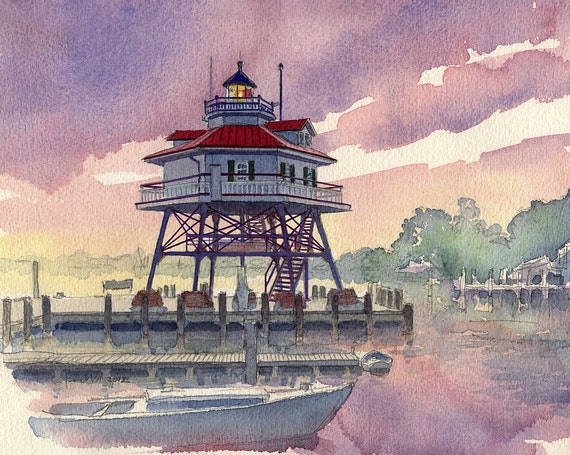 Drum Point Lighthouse Solomons Island MD. Purple Sunset at | Etsy