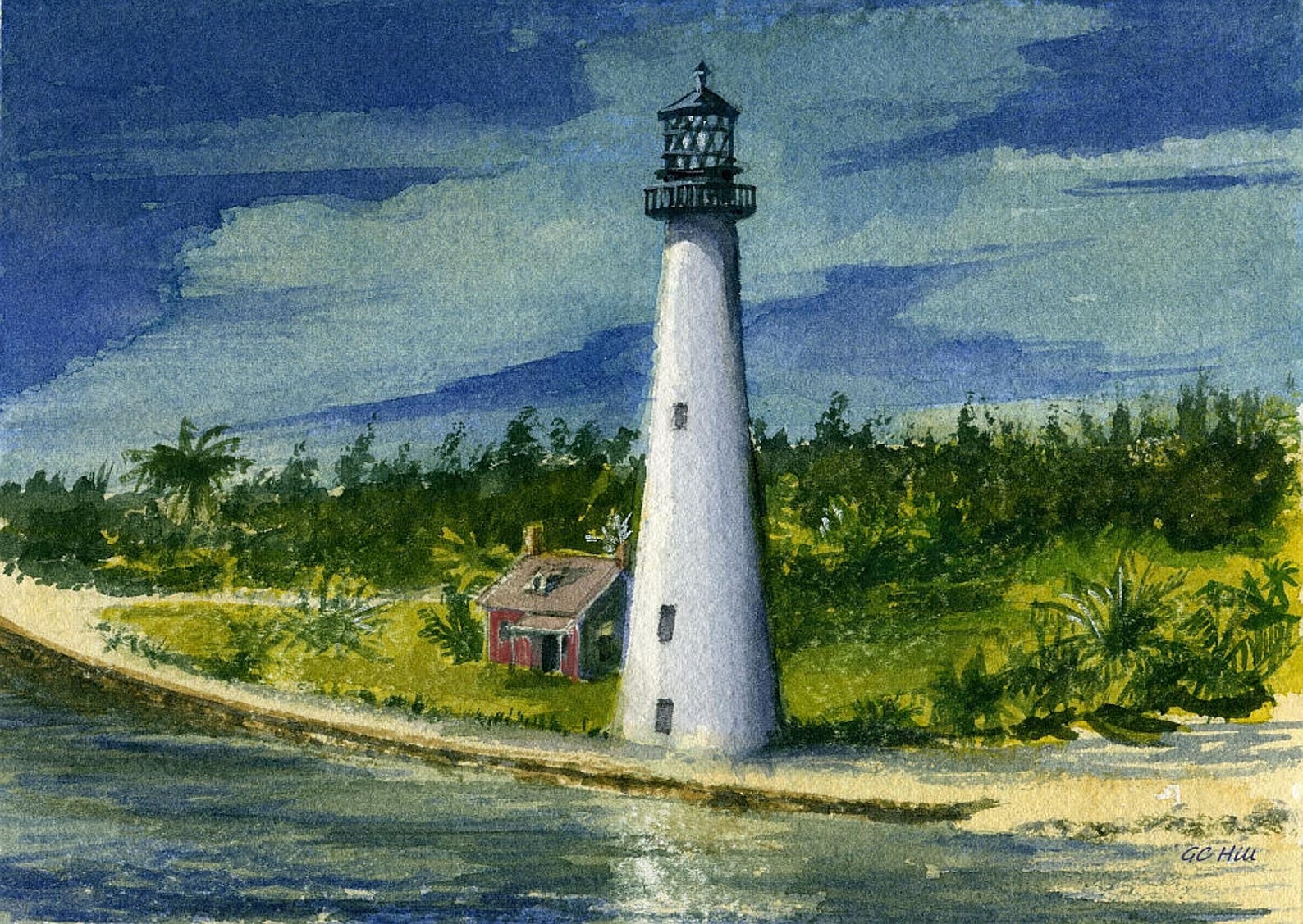 Cape Florida Lighthouse Aerial Landscape, Key Biscayne, FL. Gerald C ...