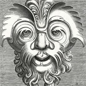 Fierce Grotesque Masks Vintage Art Printable Coloring Pages. 6 Weird ...