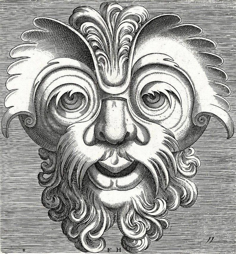 Fierce Grotesque Masks Vintage Art Printable Coloring Pages. 6 Weird ...