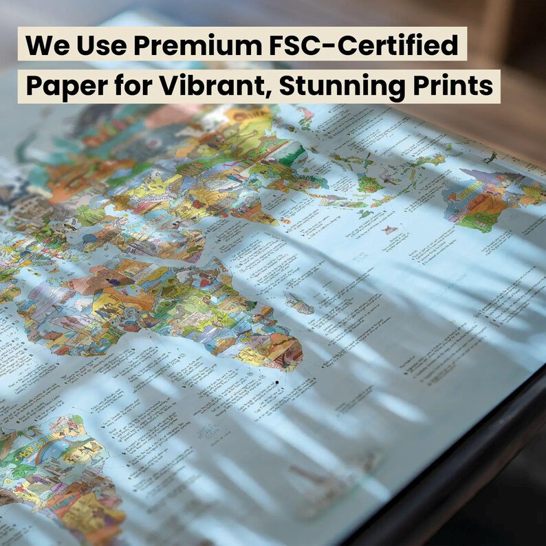 Bucket List Adventures World Wall Map. Hand-drawn Poster, 22x38 ...