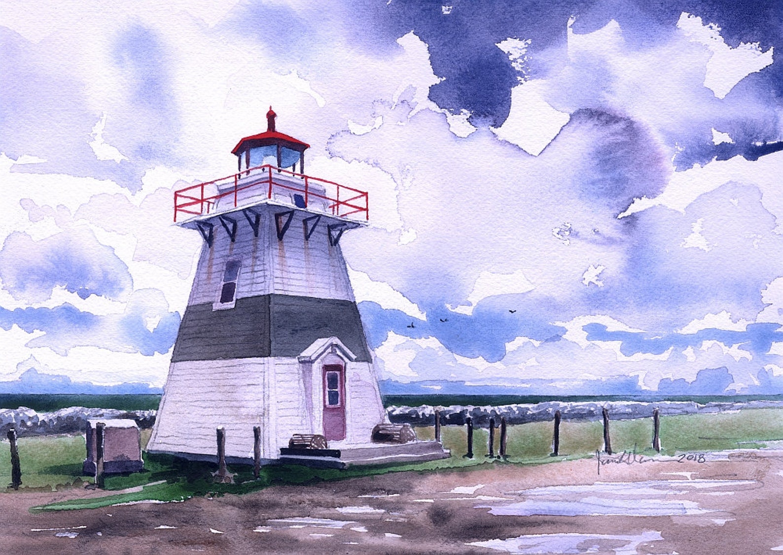 Big Tignish Lighthouse, Prince Edward Island, Canada. Little Striped ...