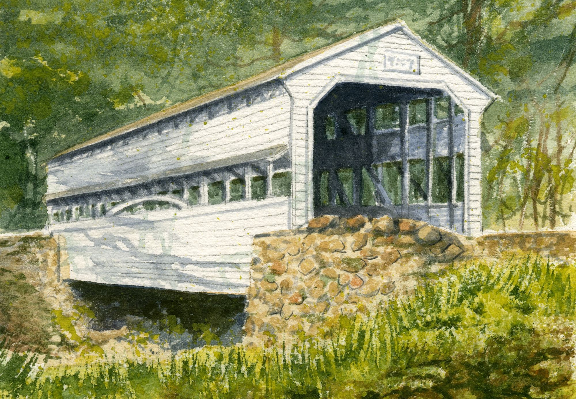 Knox Covered Bridge, Valley Forge, Pennsylvania. White Bridge in Summer ...