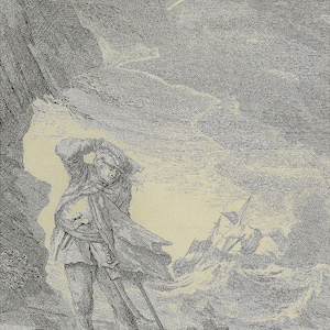 Pirate Captain Edward ned Low in Storm W/ Shipwreck. Vintage Portrait ...