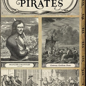 Pirate Map Poster 24x36" Landscape. Golden Age of Pirates Historic Art ...