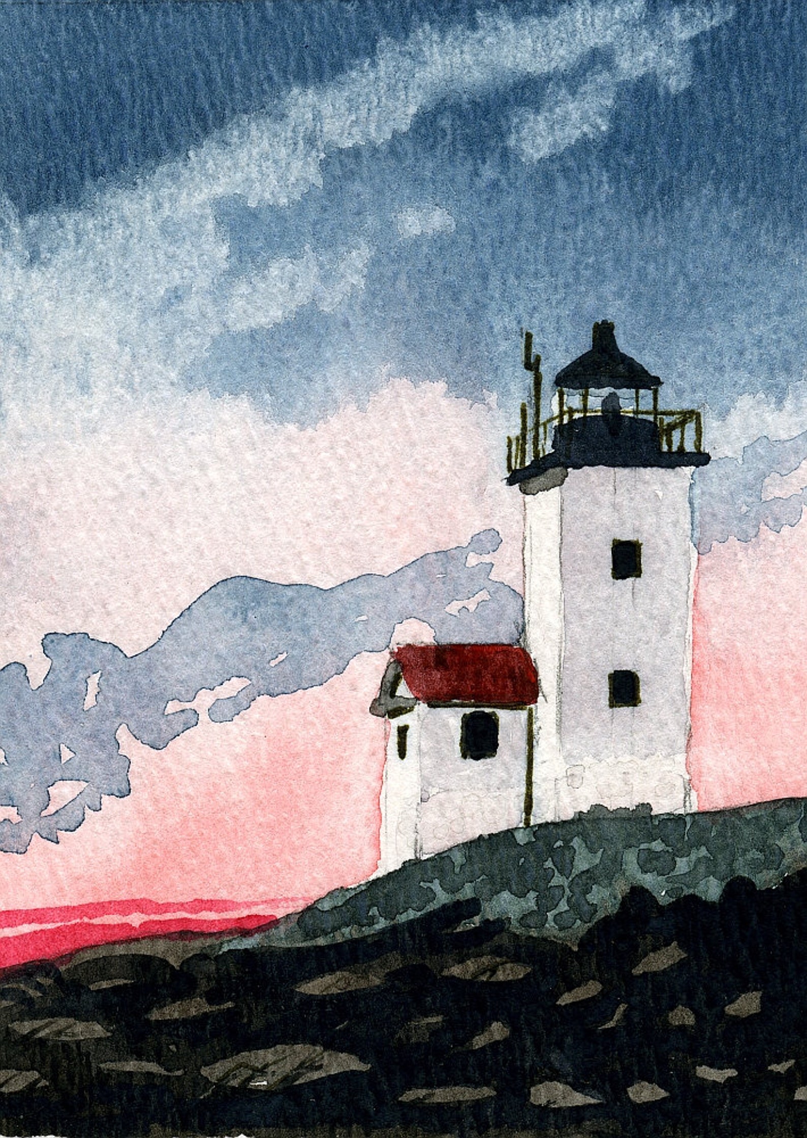 Two Bush Island Lighthouse Penobscot Bay Maine. Sunset - Etsy