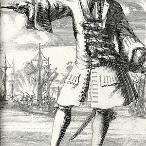 Blackbeard Firing Pistol. New Prints, Notecards of Vintage 18c B&w ...