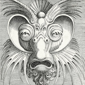 Funny Grotesque Masks Vintage Art Printable Coloring Pages. 6 Bizarre ...