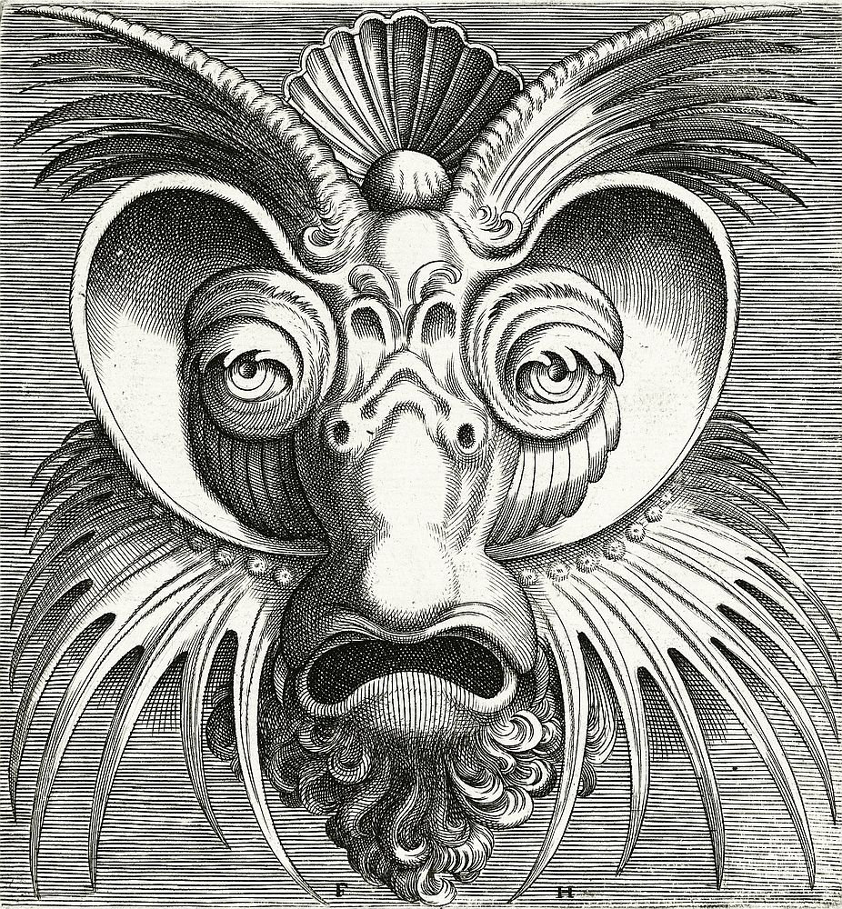 Funny Grotesque Masks Vintage Art Printable Coloring Pages. 6 | Etsy