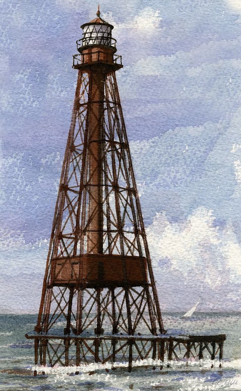 Sombrero Key Lighthouse. Reef Tower off Vaca Key in Marathon - Etsy