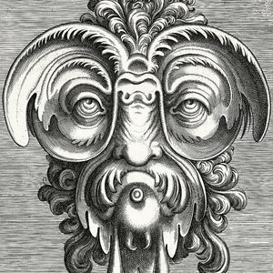 Funny Grotesque Masks Vintage Art Printable Coloring Pages. 6 Bizarre ...