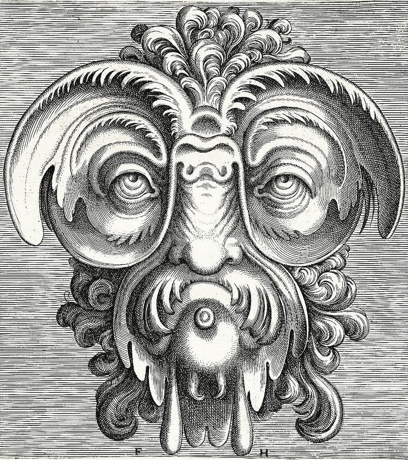 Funny Grotesque Masks Vintage Art Printable Coloring Pages. 6 | Etsy