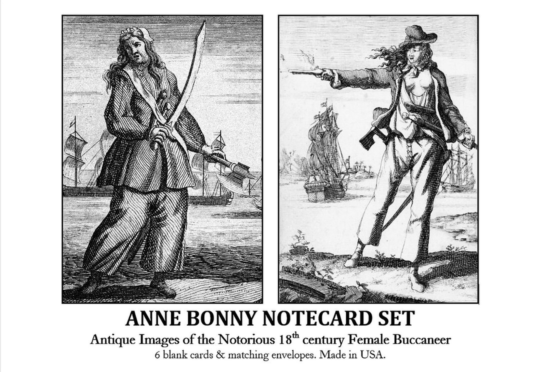 Anne Bonny the Pirate Notecard Set. Vintage 18c B/w Portrait ...