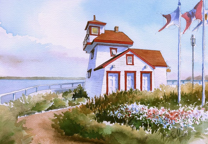 Fort Point Lighthouse Liverpool Nova Scotia Canada. Red & | Etsy