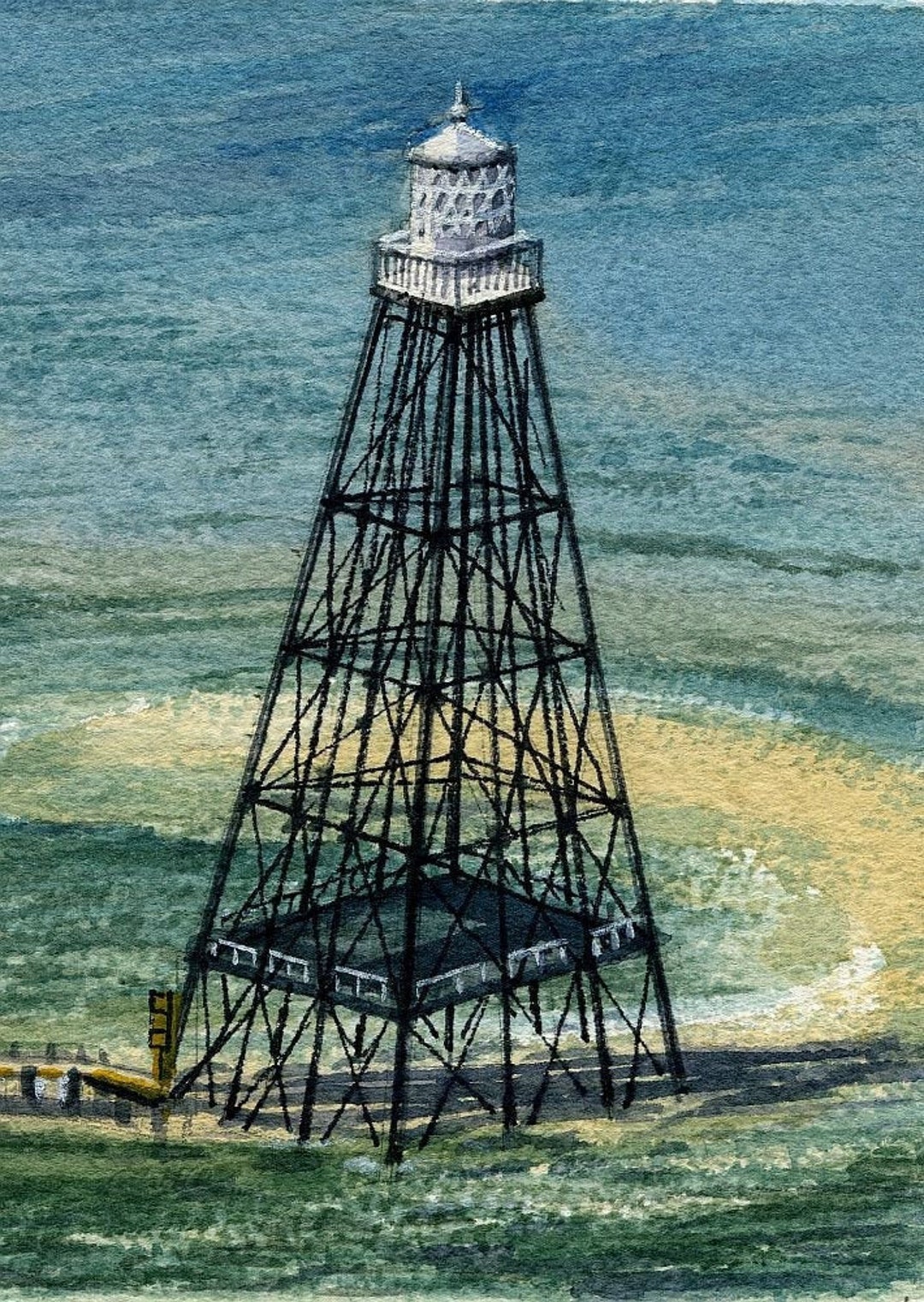 Sand Key Lighthouse, Florida. Portrait of Skeleton Reef Tower in ...