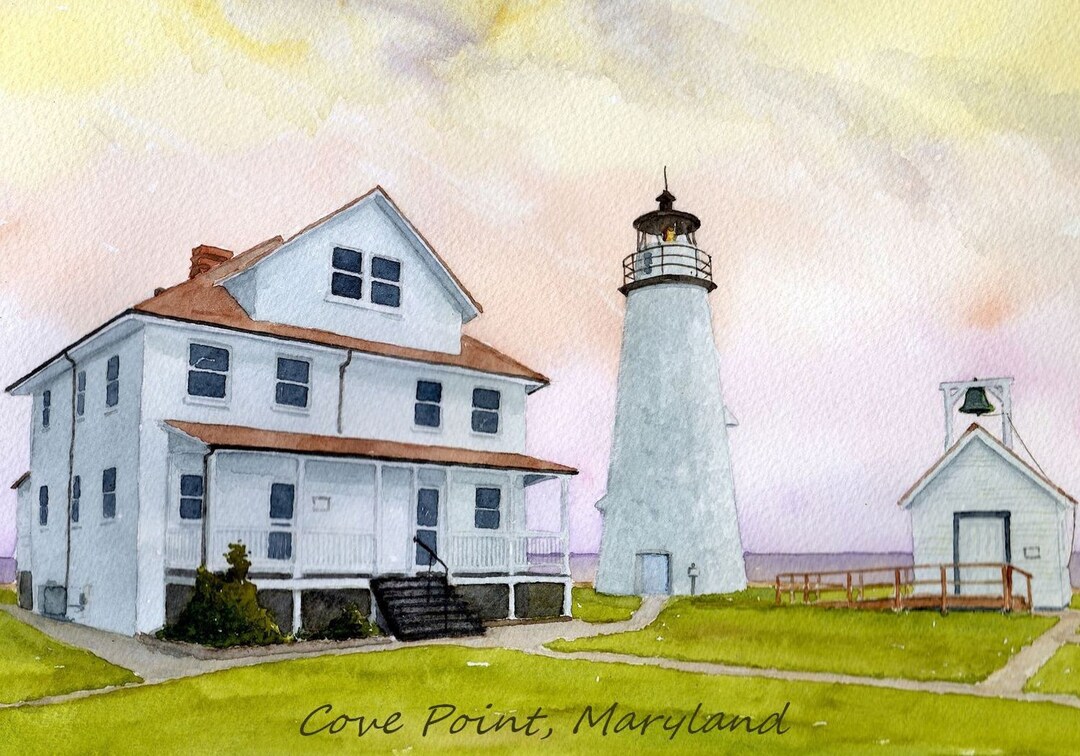 Cove Point Lighthouse, Maryland, Landscape Fridge Magnet. Keeper's ...