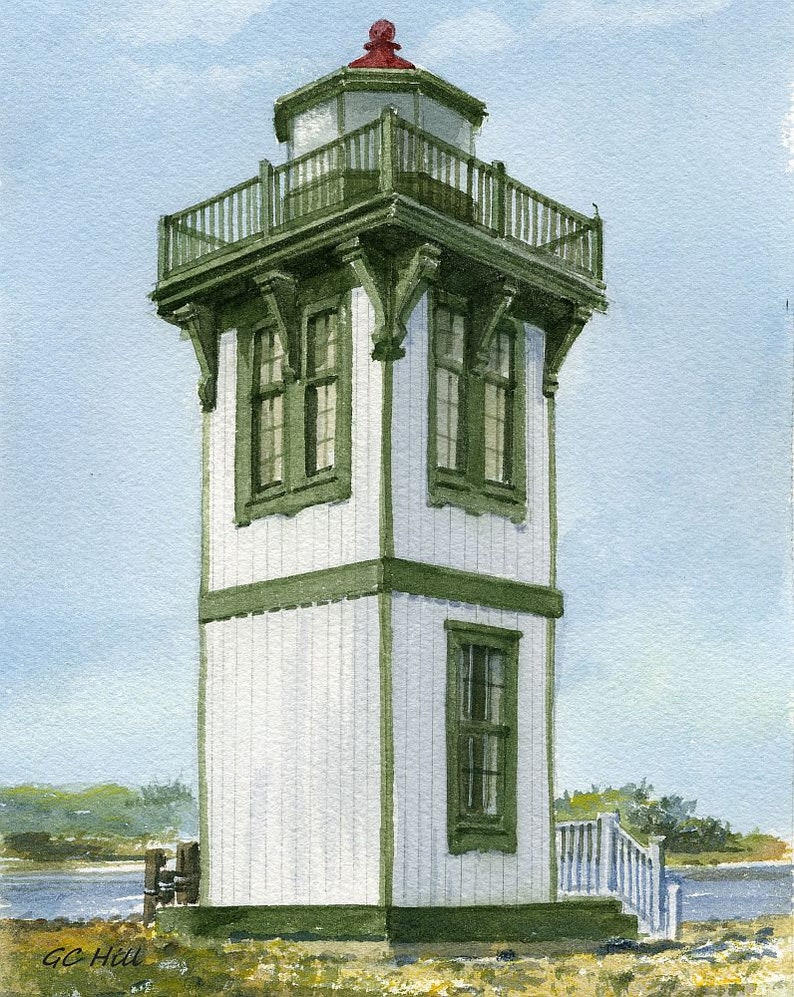 Table Bluff Lighthouse, Woodley Island Marina, Eureka, CA. Square White ...