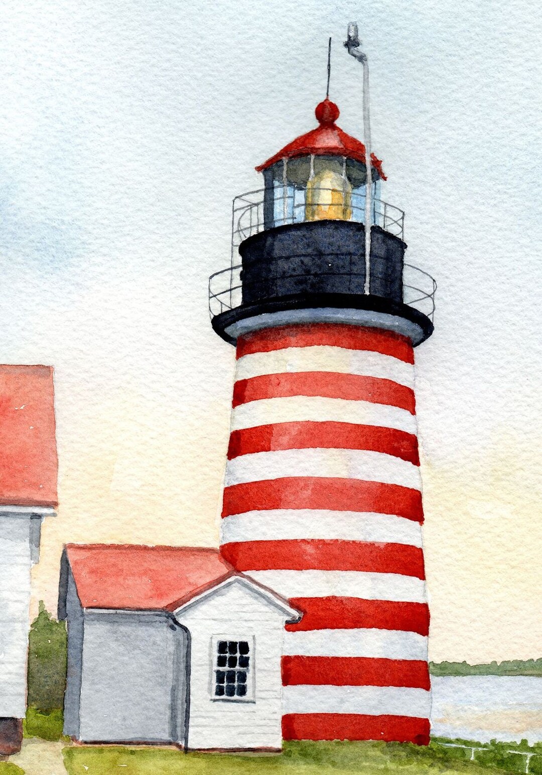 West Quoddy Head Lighthouse Fridge Magnet 3.5x5. Lubec, Maine. Red ...
