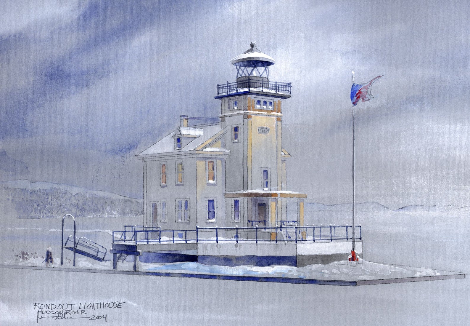 Rondout Creek Lighthouse in Snow & Ice, Kingston, New York. Hudson ...