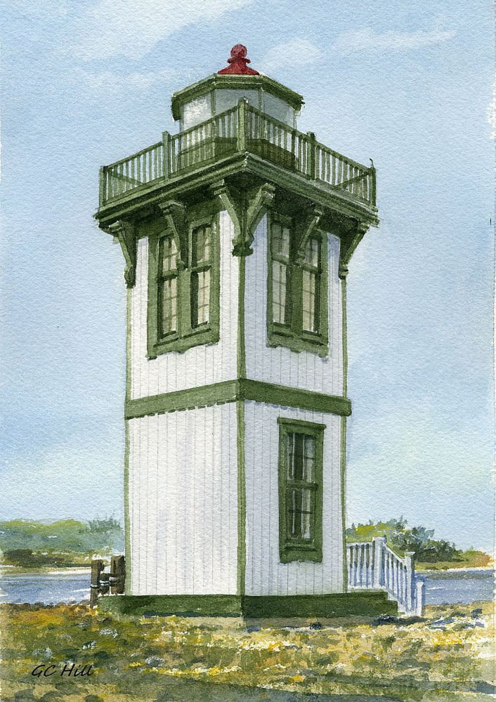 Table Bluff Lighthouse, Woodley Island Marina, Eureka, CA. Square White ...