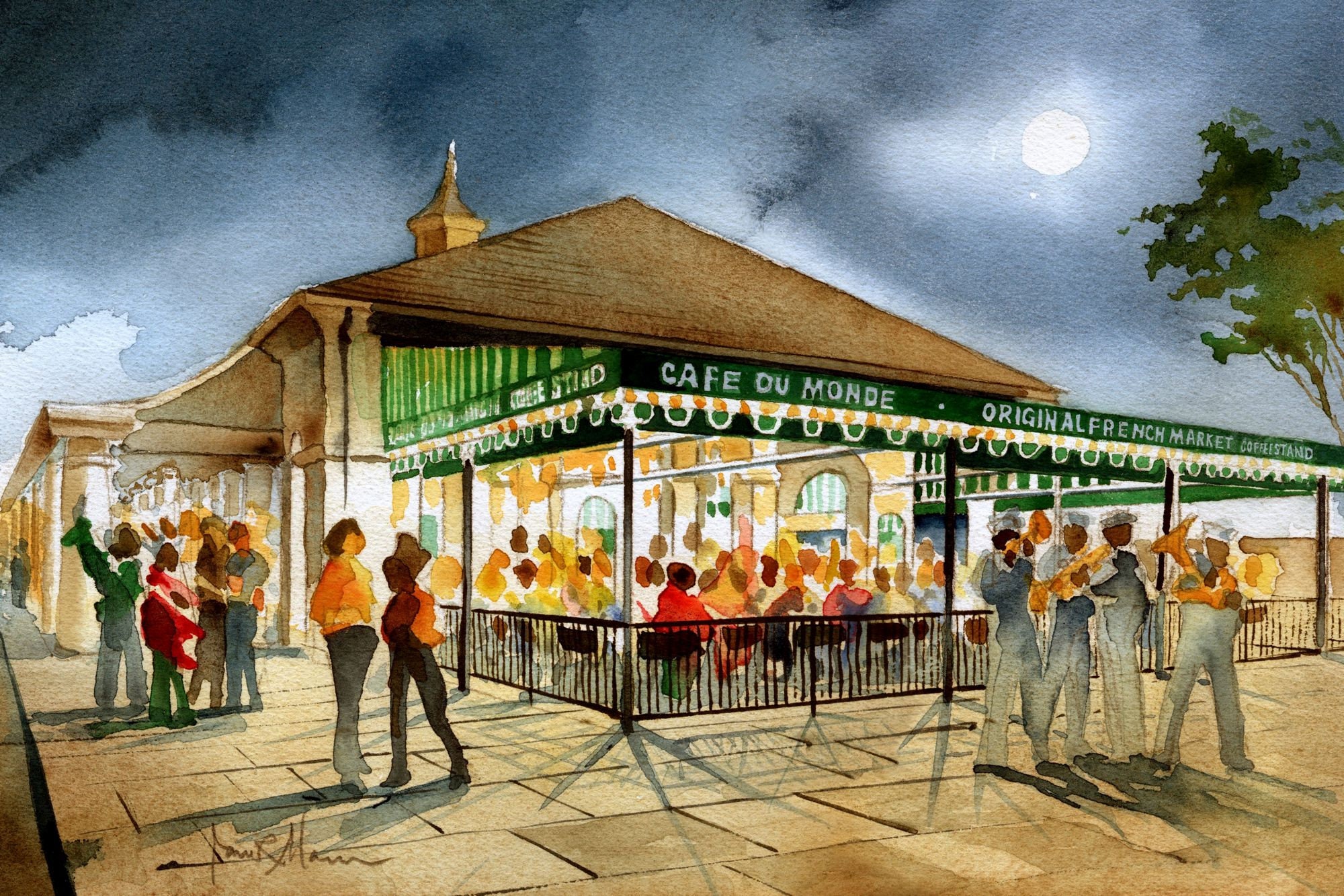 Cafe Du Monde New Orleans. Romantic Full Moon Over French - Etsy
