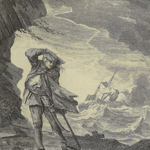 Pirate Captain Edward ned Low in Storm W/ Shipwreck. Vintage Portrait ...