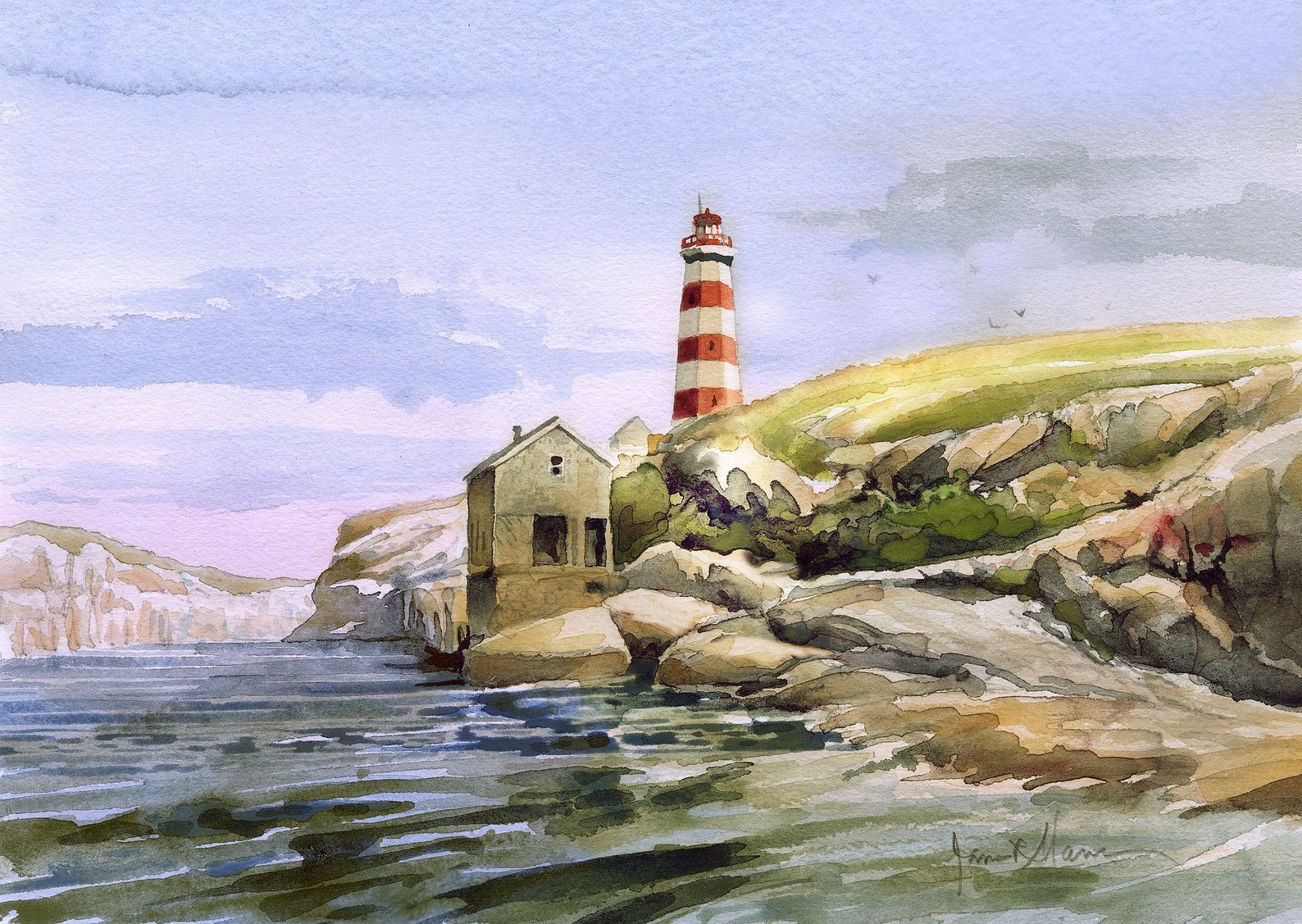 Sambro Island Lighthouse, Nova Scotia, Canada. Tower W/ Red Stripes on ...