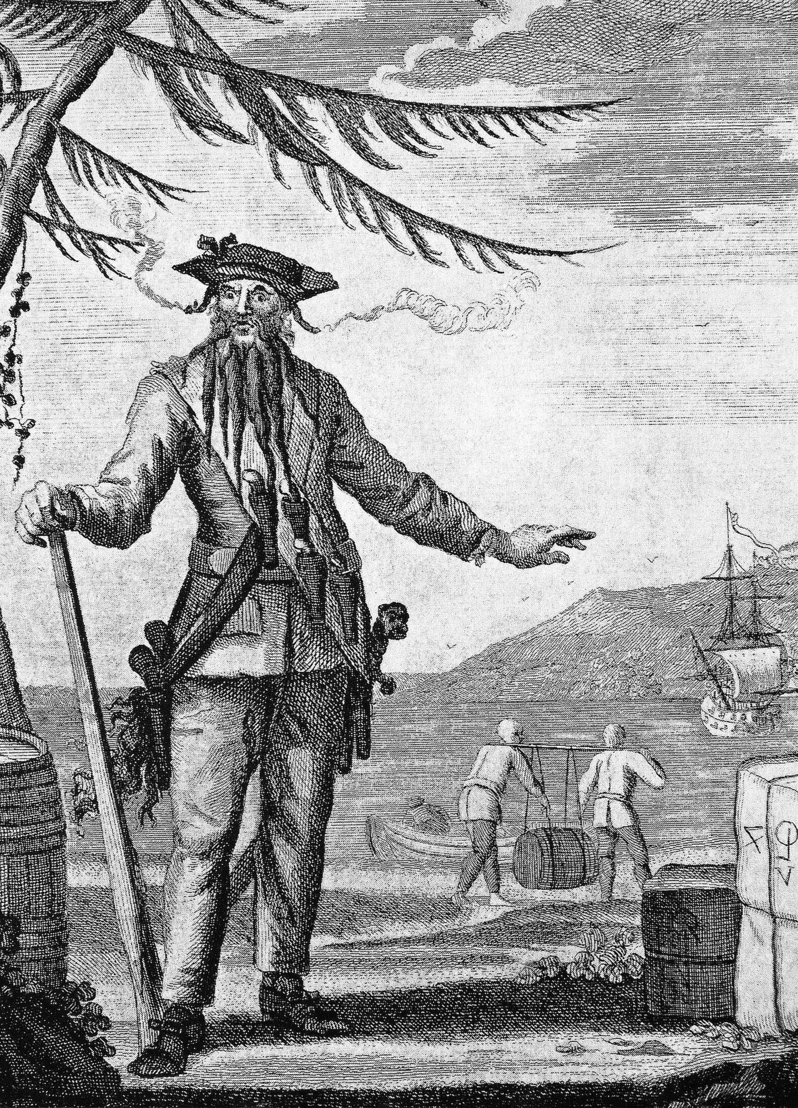 Blackbeard & Pirate Ship "queen Anne's Revenge". Notorious Buccaneer ...