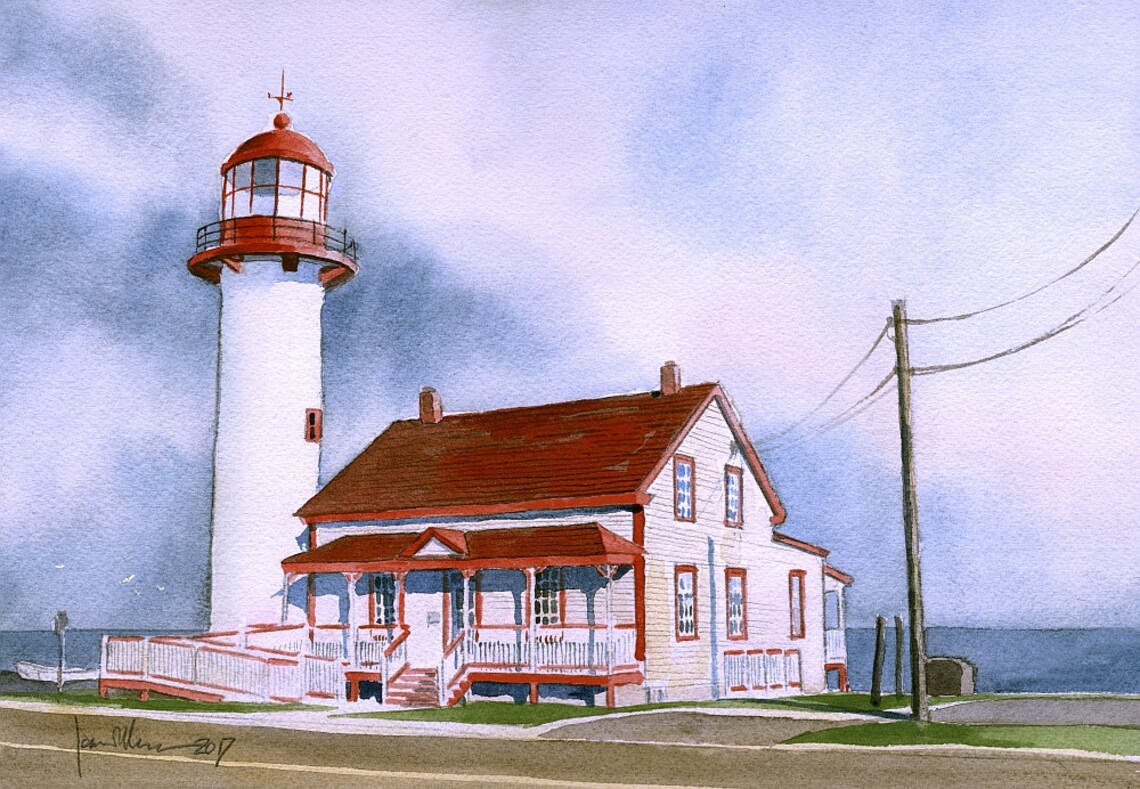 Matane Lighthouse & Keeper's House Gaspé Peninsula - Etsy