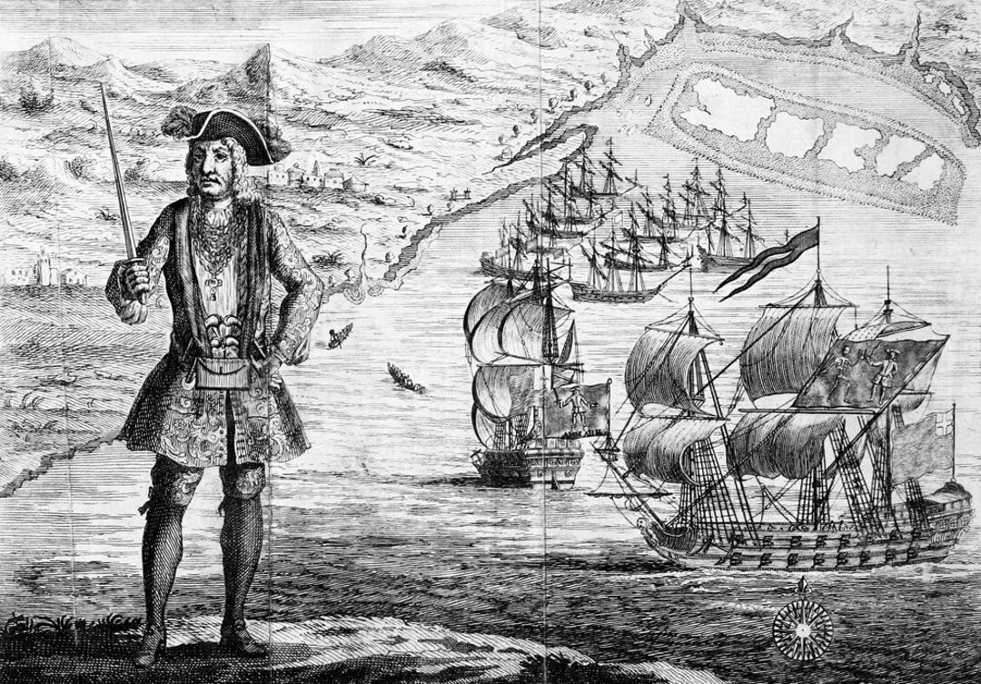 Black Bart W/ Sword & Ships in West Africa. New Prints of Vintage 18c B ...