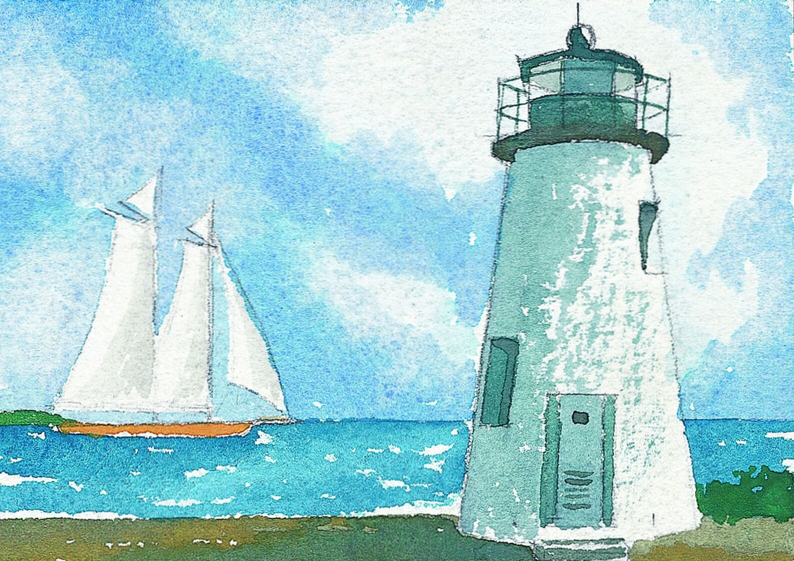 Concord Point Lighthouse & Sailboat on Chesapeake Bay, Havre De Grace ...