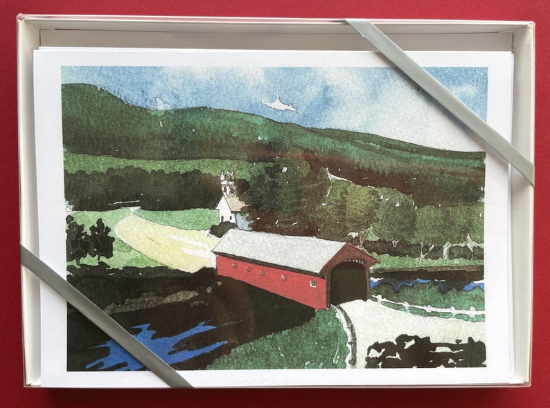 West Arlington Covered Bridge. Classic Vermont Landscape: Red - Etsy