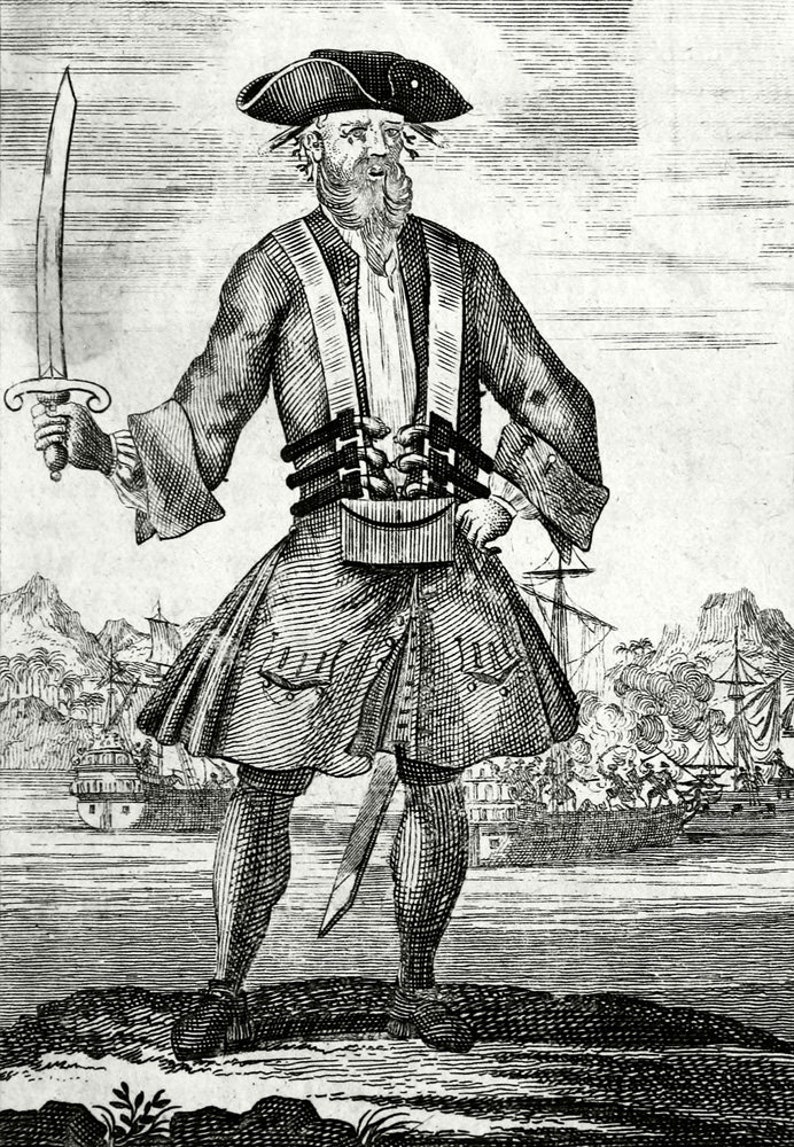 Blackbeard Notecard Set. Vintage 18c B&w Illustrations of - Etsy