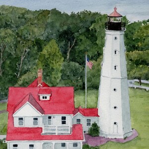 North Point Lighthouse & Museum Aerial Portrait, Milwaukee, Wisconsin ...