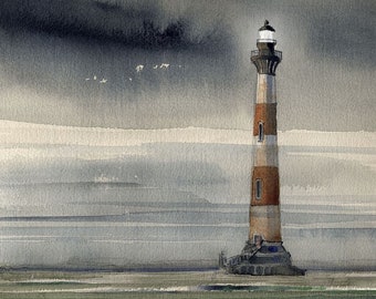 Morris Island Lighthouse Folly Beach South Carolina. | Etsy