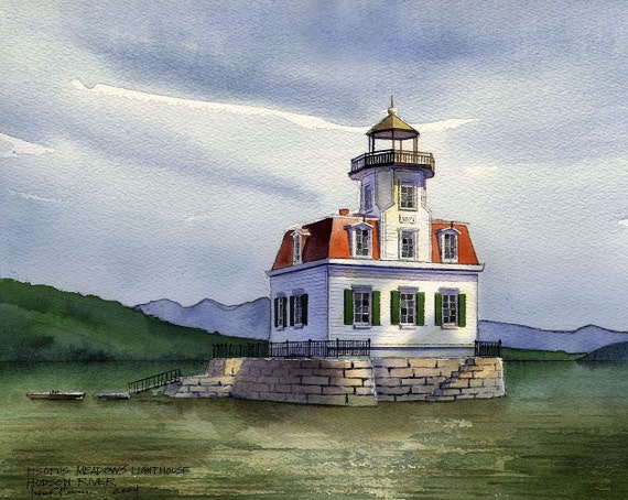 Esopus Meadows Lighthouse New York. Summer on Hudson River - Etsy