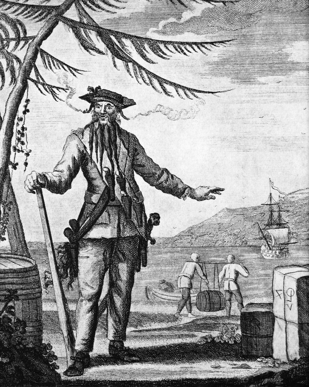 Blackbeard & Pirate Ship "queen Anne's Revenge". Notorious Buccaneer ...