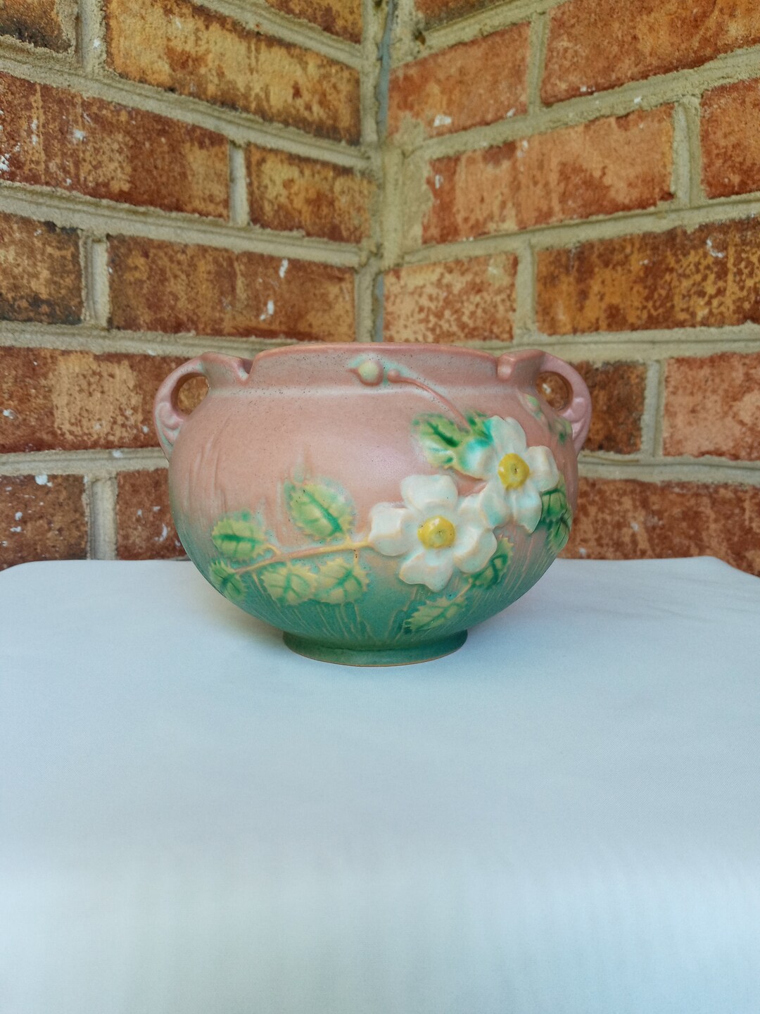Roseville Pottery White Rose Jardiniere Planter 653-4 Pink - Etsy