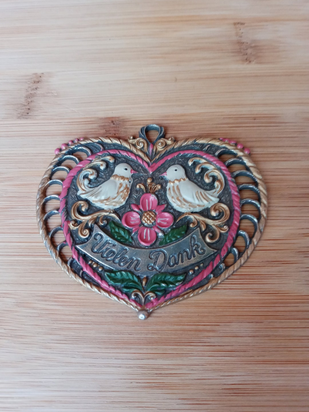 Vielen Dank Love Birds Khun Zinn 93% Pewter Thank You Ornament - Etsy