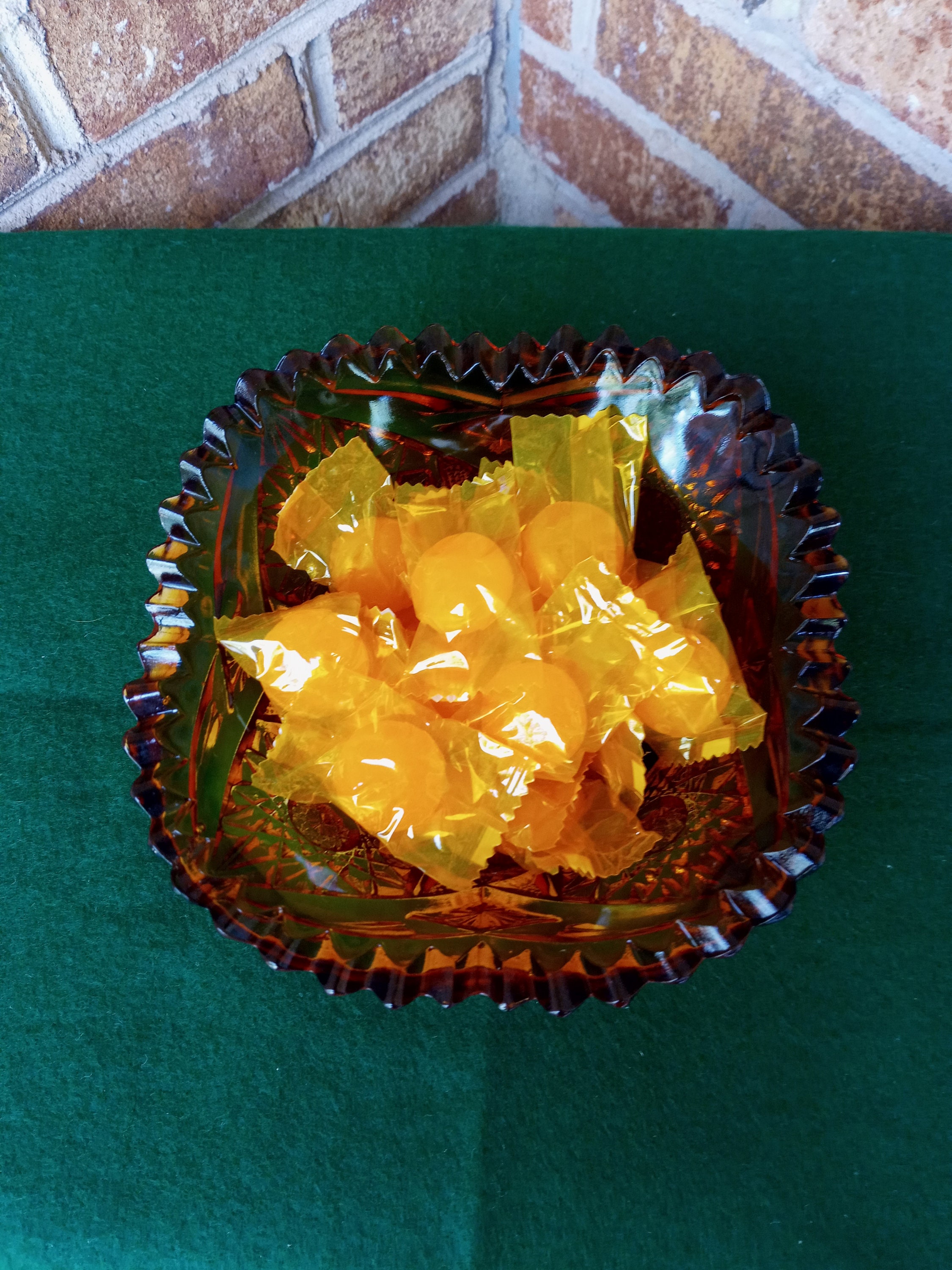 Mid-century Pressed Amber Glass Candy Nut Dish - Etsy