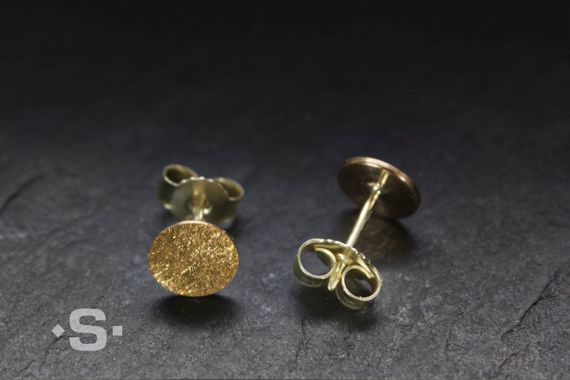 Ohrringe, Ohrstecker Gold 999 u. Gold 585. Minimalistisch, rund, flach ...