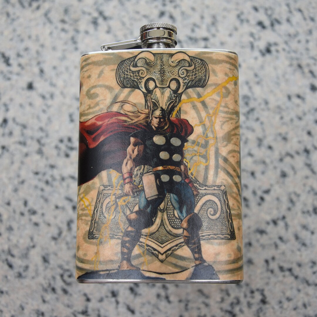 Stainless Steel Comic Book Flask - 8 Oz ( Thor or Dr. Strange) - Etsy